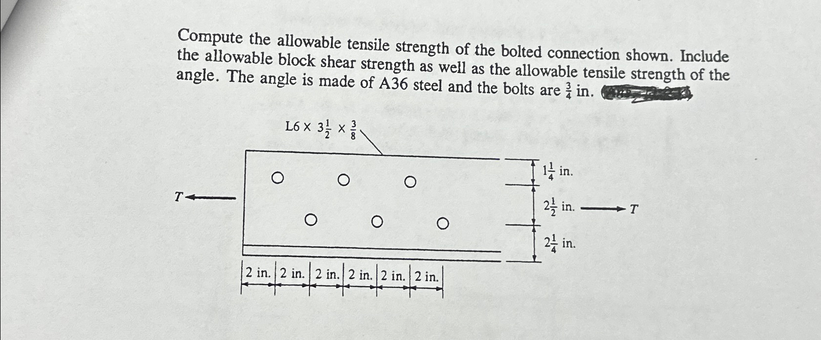 Solved Compute the allowable tensile strength of the bolted | Chegg.com
