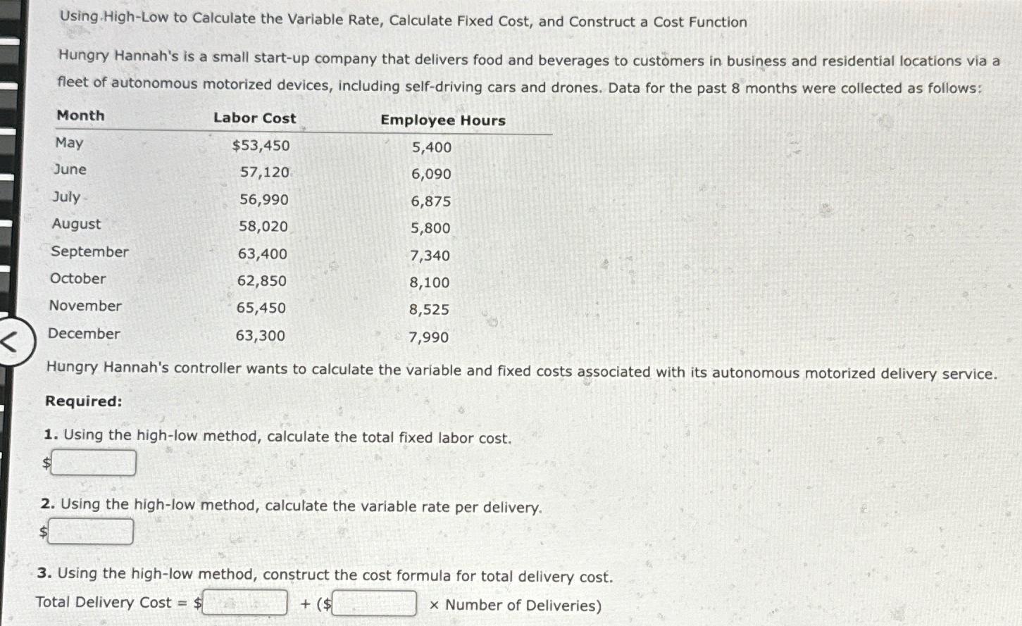 Solved Using.High-Low to Calculate the Variable Rate, | Chegg.com