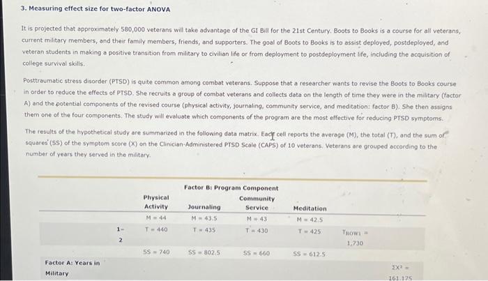 3. Measuring effect size for two-factor ANOVA It is | Chegg.com