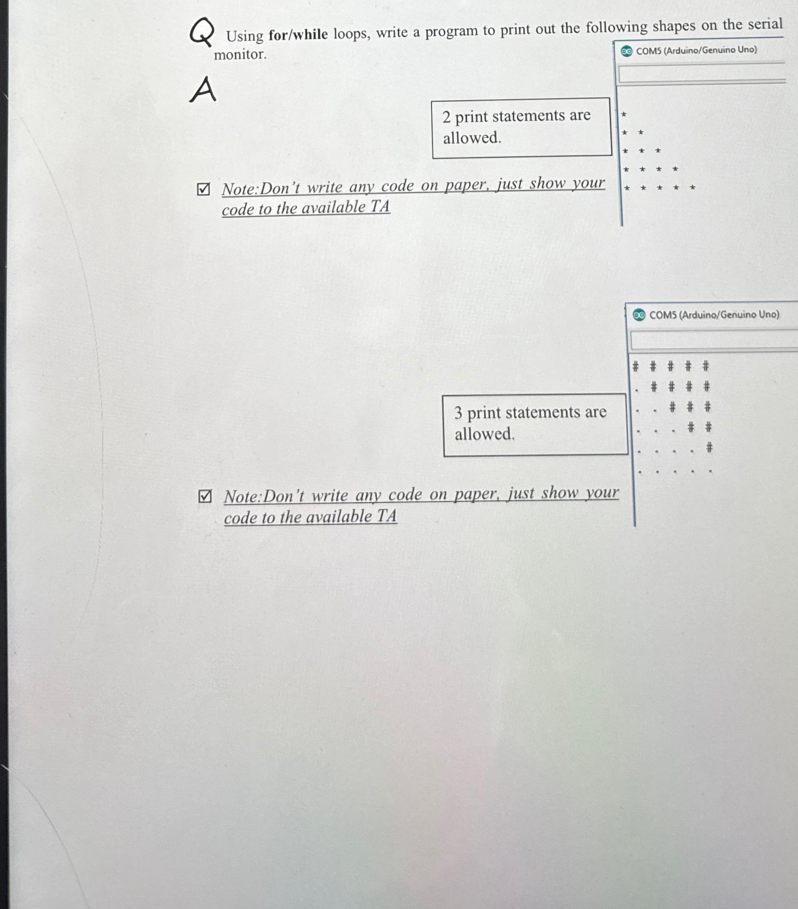 Solved Using for/while loops, write a program to print out | Chegg.com