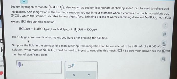 Solved Sodium hydrogen carbonate (NaHCO3), also known as | Chegg.com