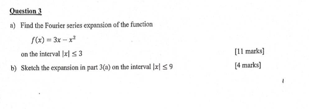 Solved Question 3a) ﻿Find the Fourier series expansion of | Chegg.com