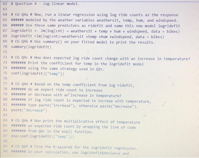 Solved 1 \# CG QO \# Read the data file bikeshare.csv into R | Chegg.com