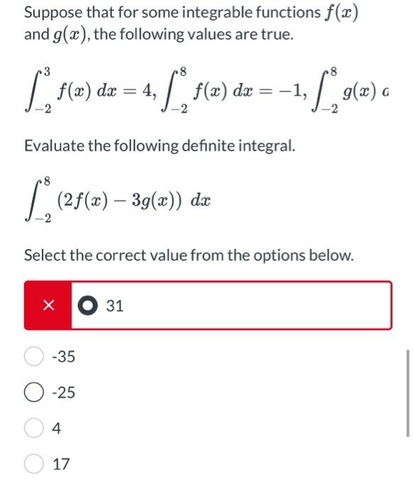 Solved Suppose that for some integrable functions f(x) and | Chegg.com
