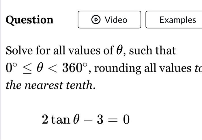 Solved Question Solve for all values of \\( \\theta \\), | Chegg.com