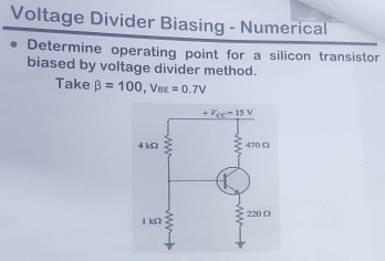 Solved Voltage Divider Biasing - ﻿NumericalDetermine | Chegg.com