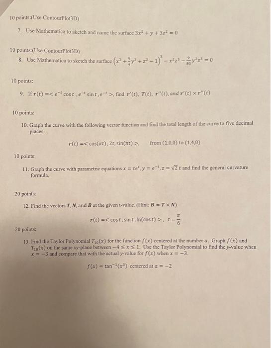 Solved 10 points 1. Use Mathematica to recreate the | Chegg.com
