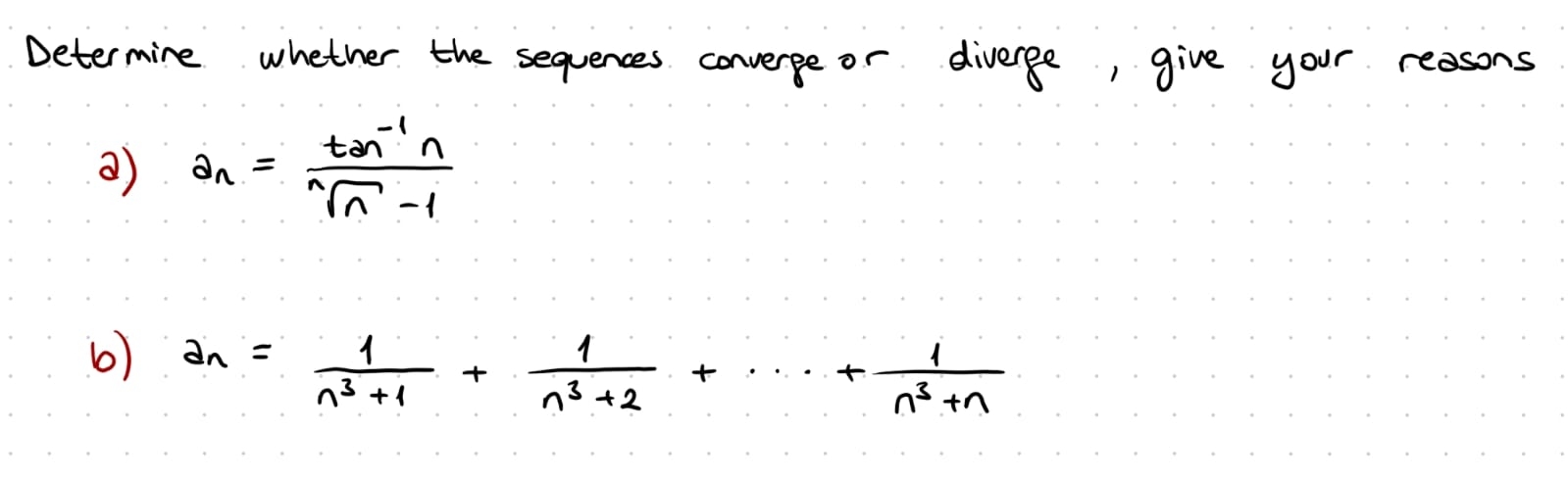 Solved Determine whether the sequences converge or diverge, | Chegg.com