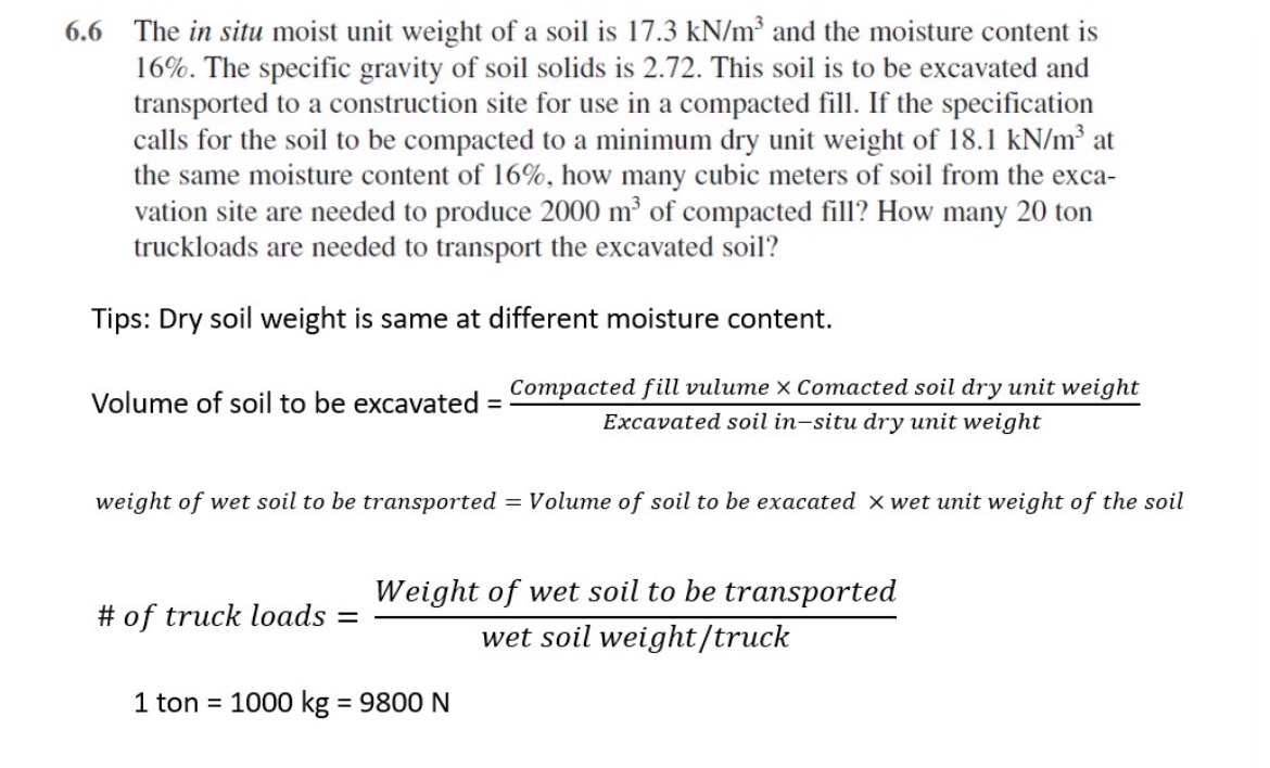 Solved 6.6 ﻿The in situ moist unit weight of a soil is | Chegg.com