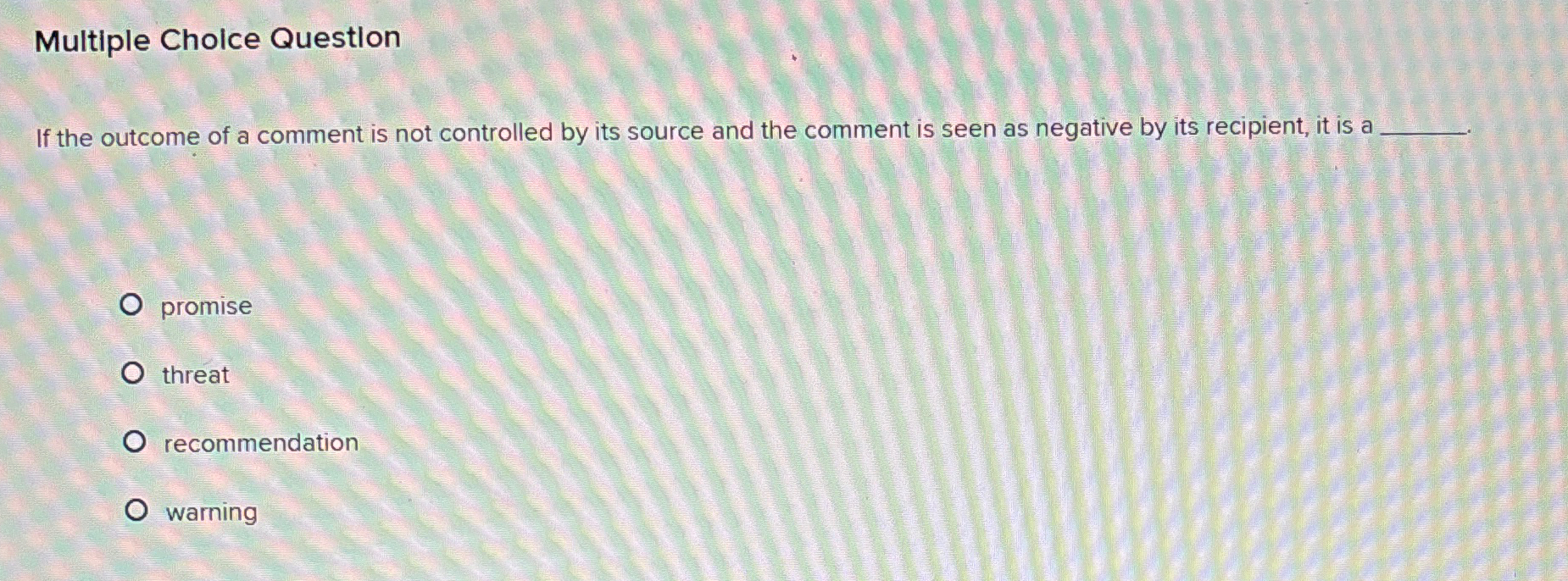 Solved Multiple Cholce QuestlonIf the outcome of a comment | Chegg.com