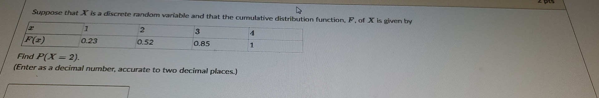 Solved Suppose that x ﻿is a discrete random variable and | Chegg.com