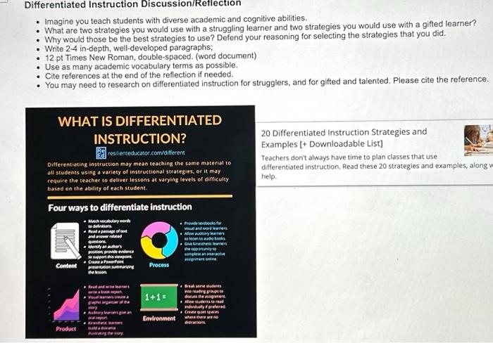 Differentiated Instruction Discussion/Reflection - | Chegg.com
