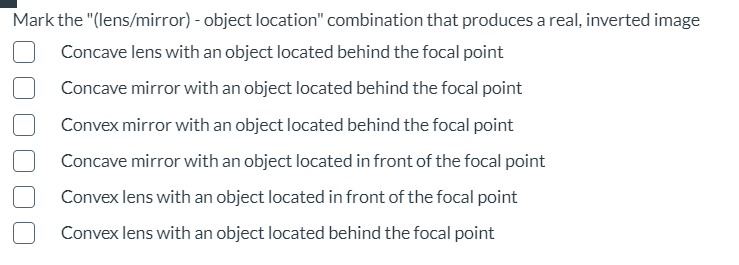 Solved Mark the "(lens/mirror) - ﻿object location" | Chegg.com