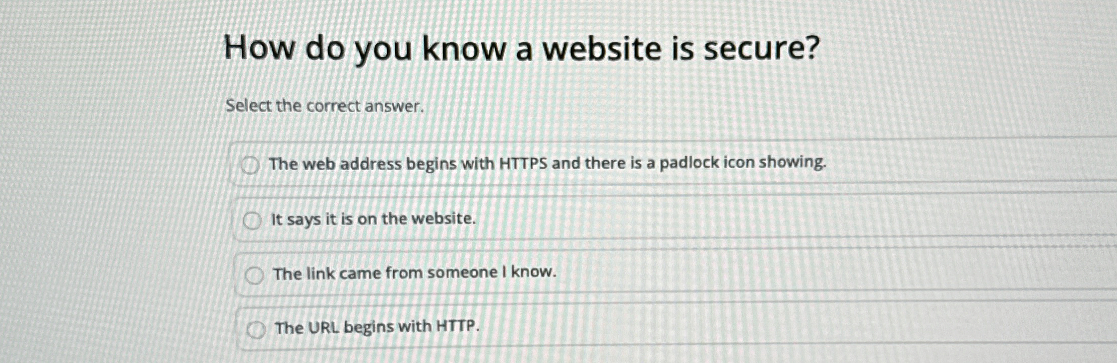 Solved How do you know a website is secure?Select the | Chegg.com