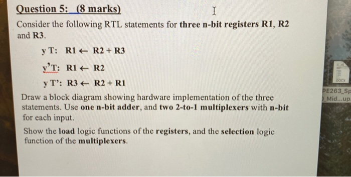 Question 5: (8 marks) Consider the following RTL | Chegg.com Question 5: (8 marks) Consider the following RTL | Chegg.com
