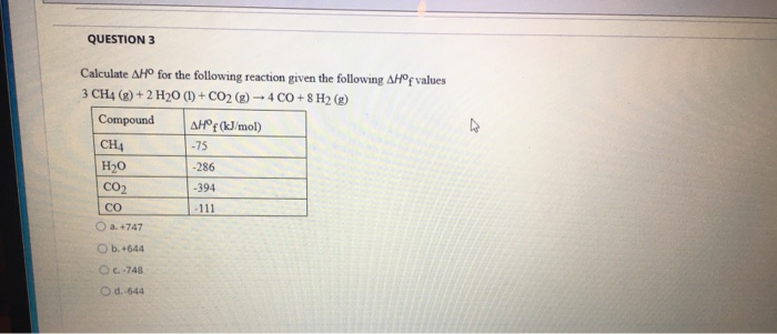 Solved QUESTION 7 Calculate the standard enthalpy change AH° | Chegg.com