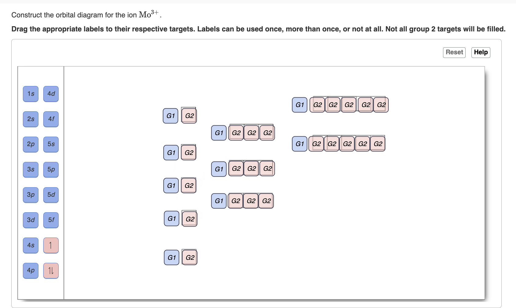 Solved Construct the orbital diagram for the ion Mo3+.Drag | Chegg.com