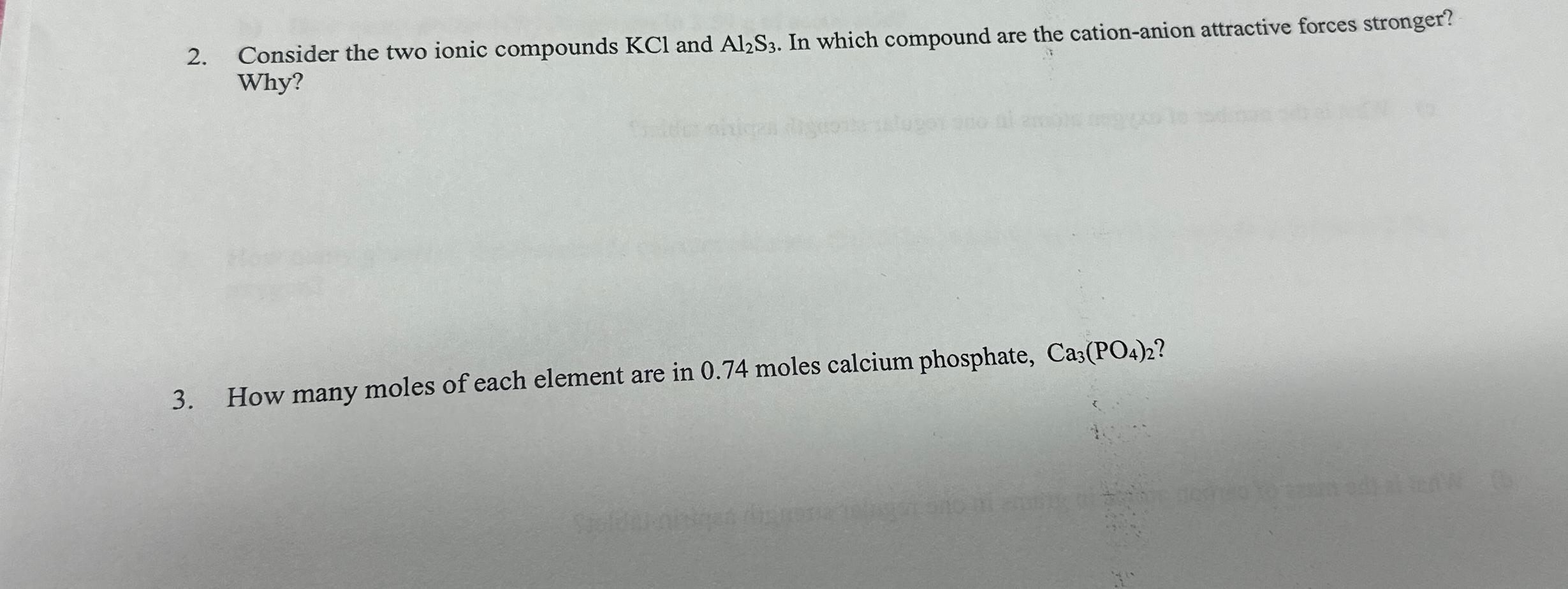 Solved Consider the two ionic compounds KCl ﻿and Al2S3. ﻿In | Chegg.com