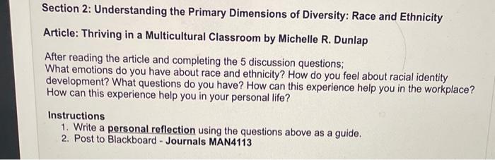 Section 2: Understanding the Primary Dimensions of | Chegg.com