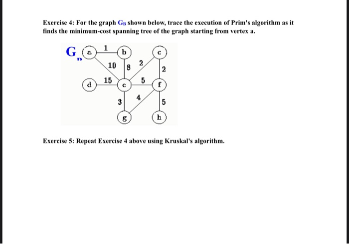 Solved Exercise 1: List the order in which the nodes of the | Chegg.com