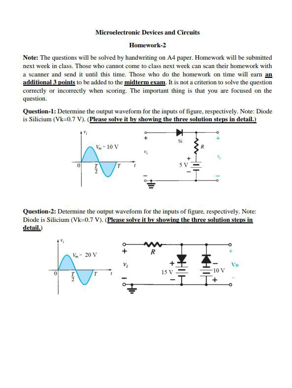 Solved Microelectronic Devices and CircuitsHomework-2Note: | Chegg.com