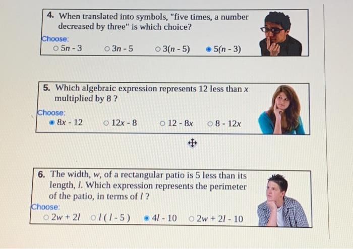 Solved \r\n4. When translated into symbols, \"five times, a | Chegg.com