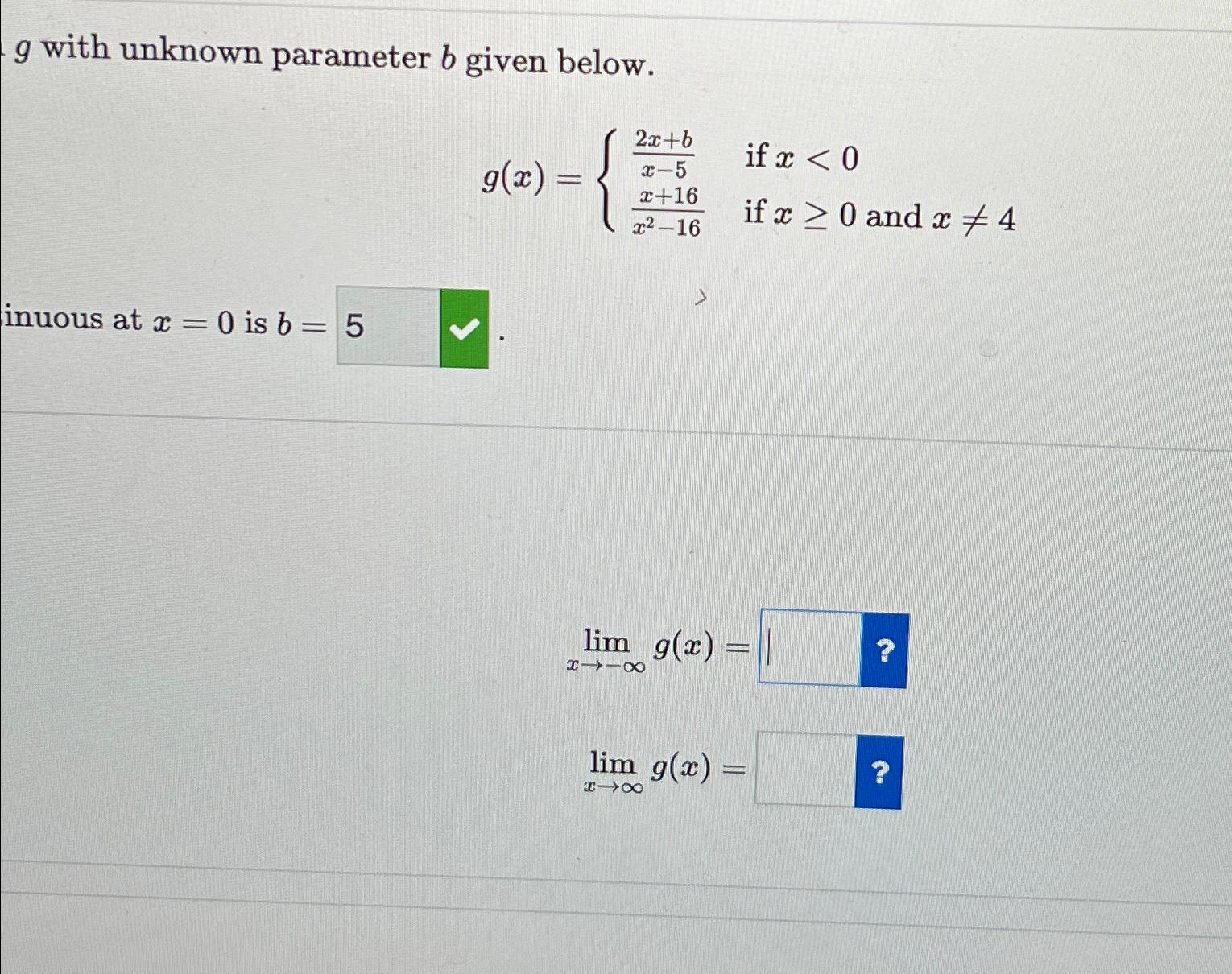 Solved g ﻿with unknown parameter b ﻿given | Chegg.com