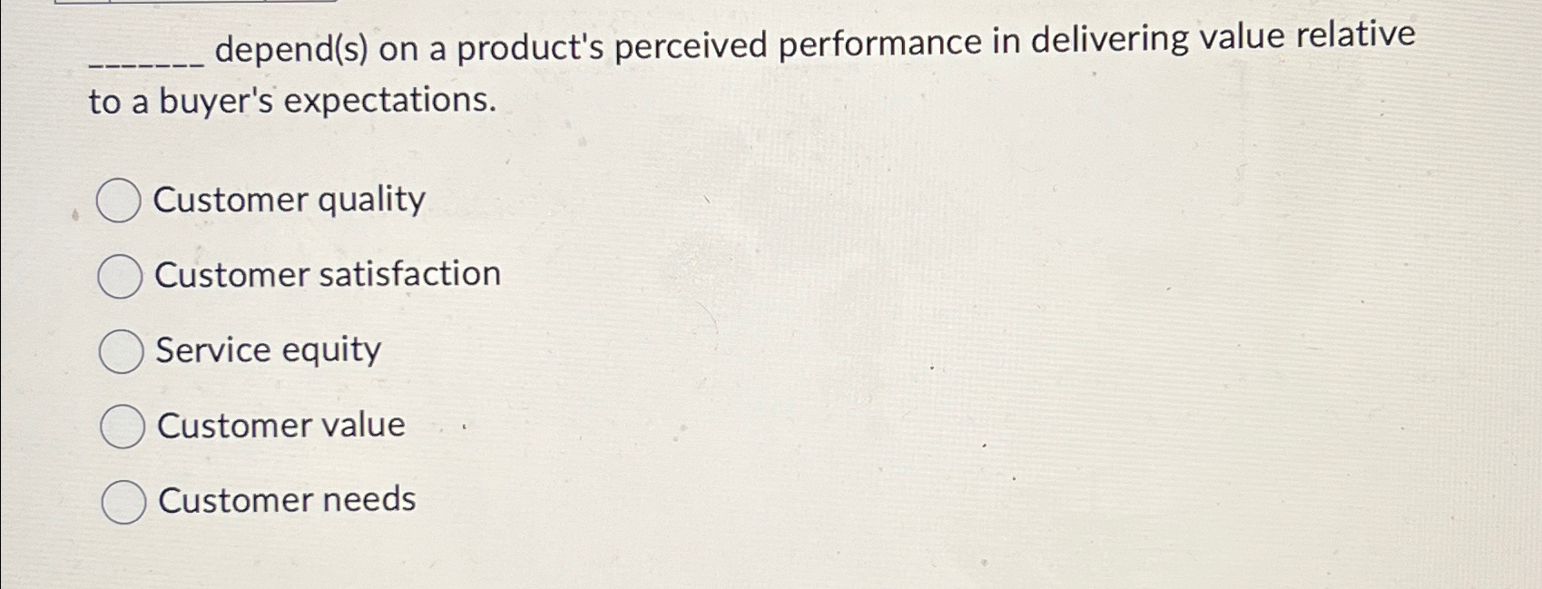 Solved depend(s) ﻿on a product's perceived performance in | Chegg.com