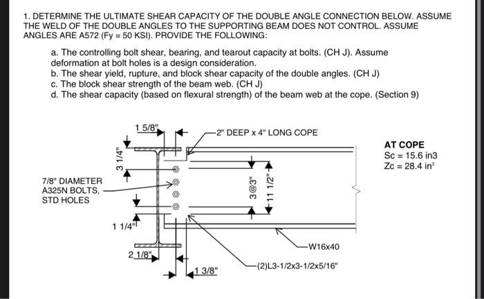 Solved 1. DETERMINE THE ULTIMATE SHEAR CAPACITY OF THE | Chegg.com