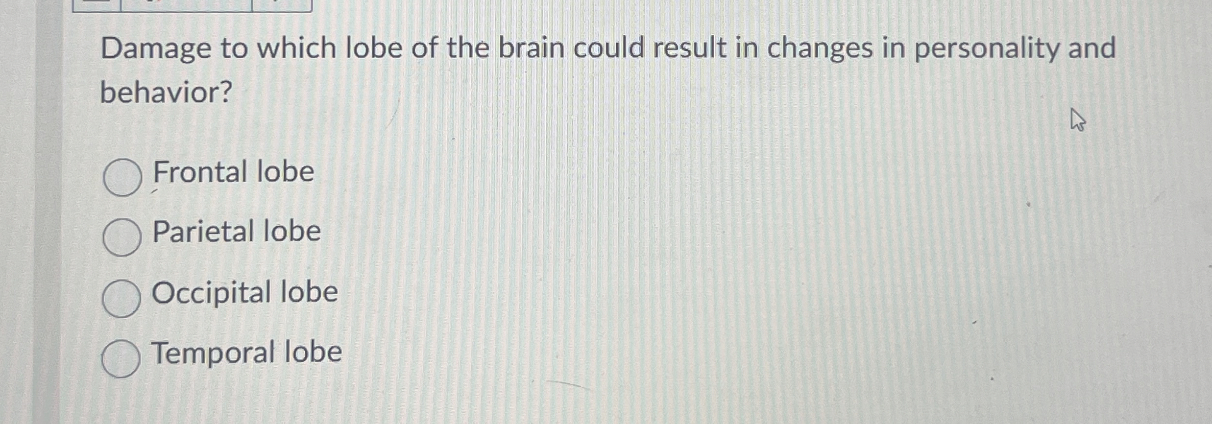 Solved Damage to which lobe of the brain could result in | Chegg.com