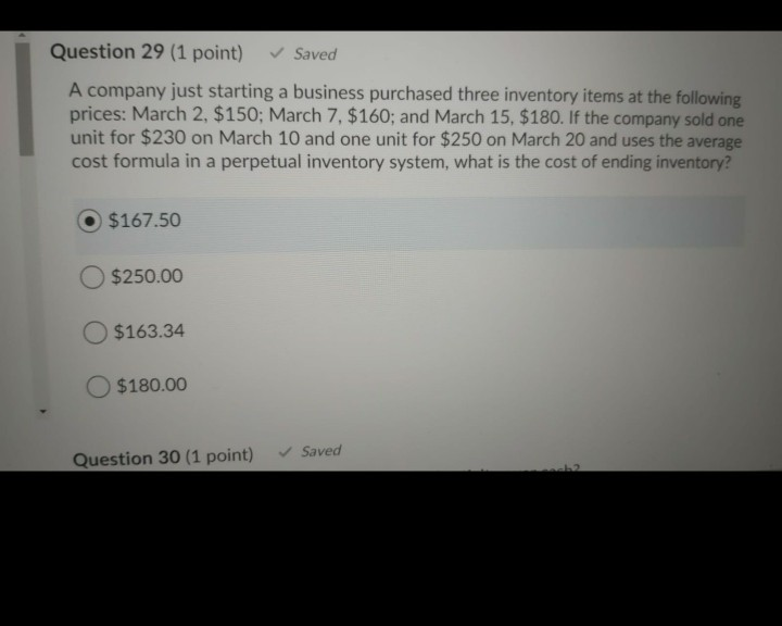 Solved Question 29 (1 point) Saved A company just starting | Chegg.com