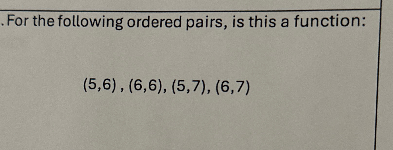 Solved For the following ordered pairs, is this a | Chegg.com