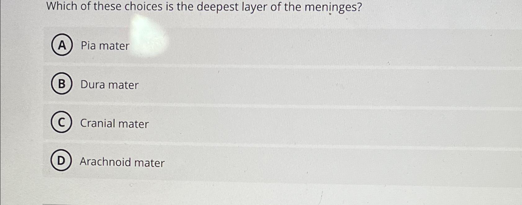 Solved Which of these choices is the deepest layer of the | Chegg.com
