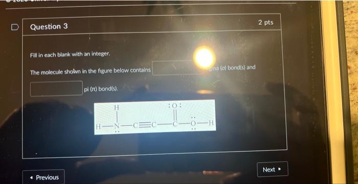 Solved Fill in each blank with an integer. The molecule | Chegg.com