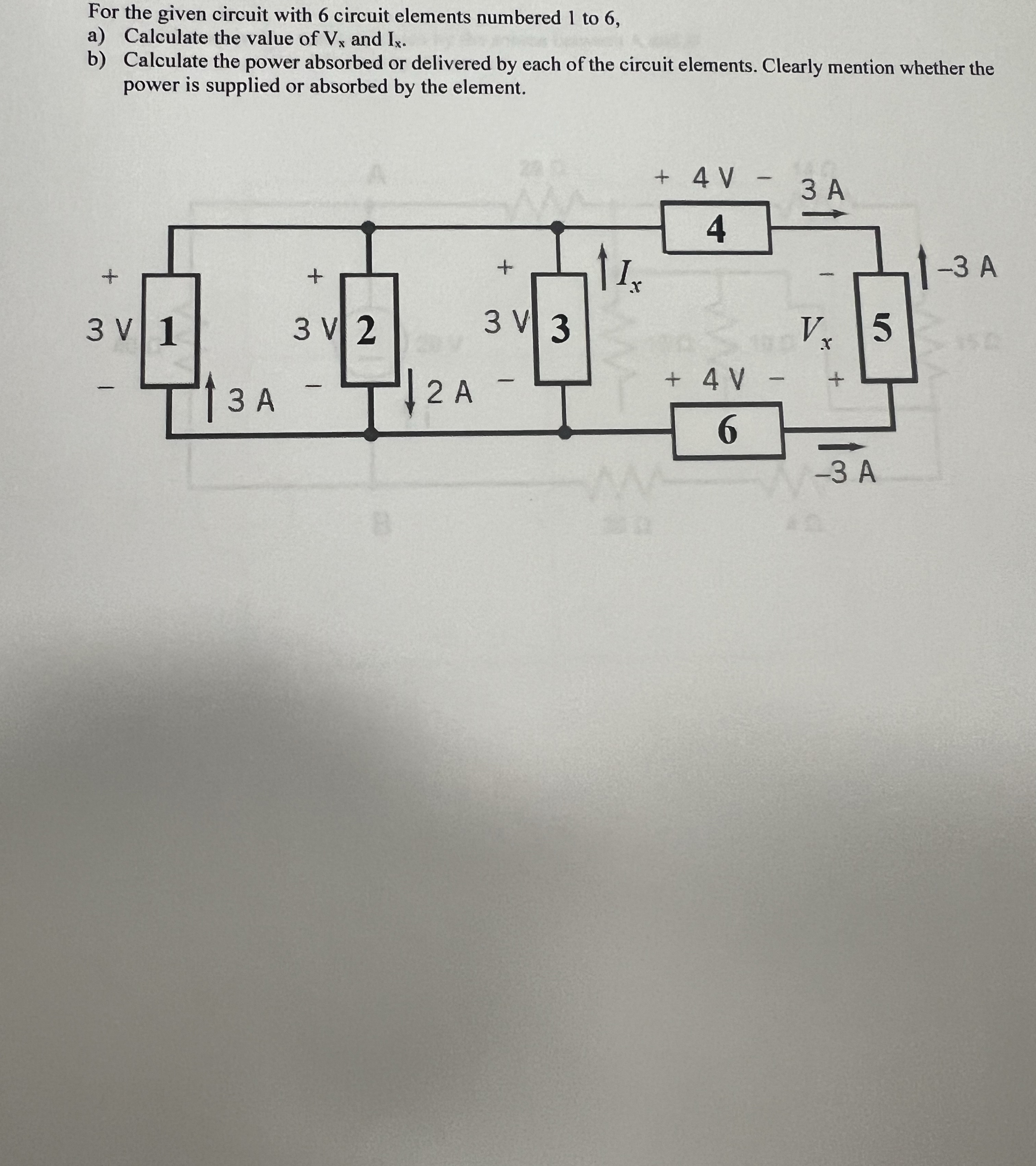 Solved For the given circuit with 6 ﻿circuit elements | Chegg.com