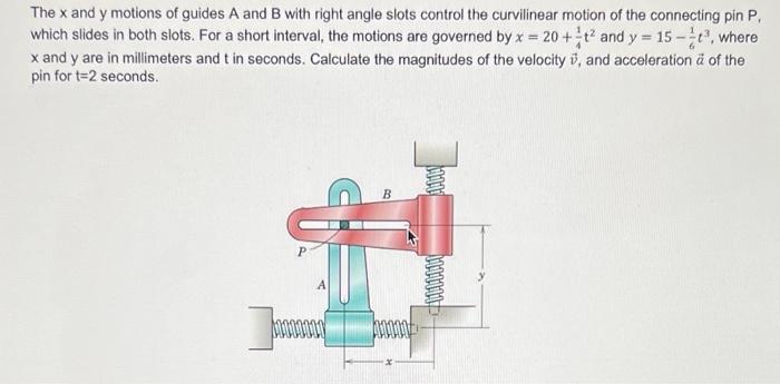 Solved The x and y motions of guides A and B with right | Chegg.com