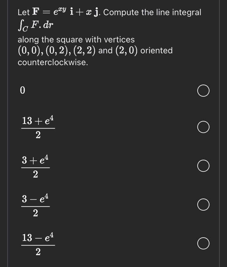 Solved Let F=exyi+xj. ﻿Compute the line integral ∫C﻿F*dr | Chegg.com