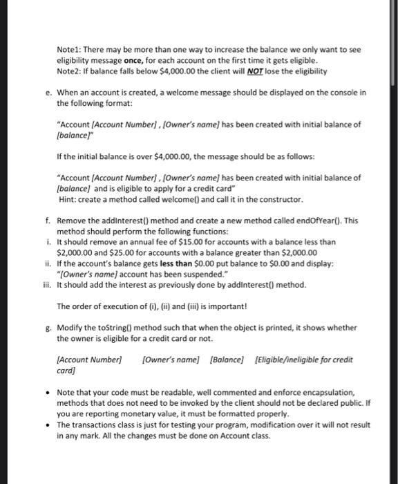 Solved 1. In chapter 4, we discussed a bank account example. | Chegg.com