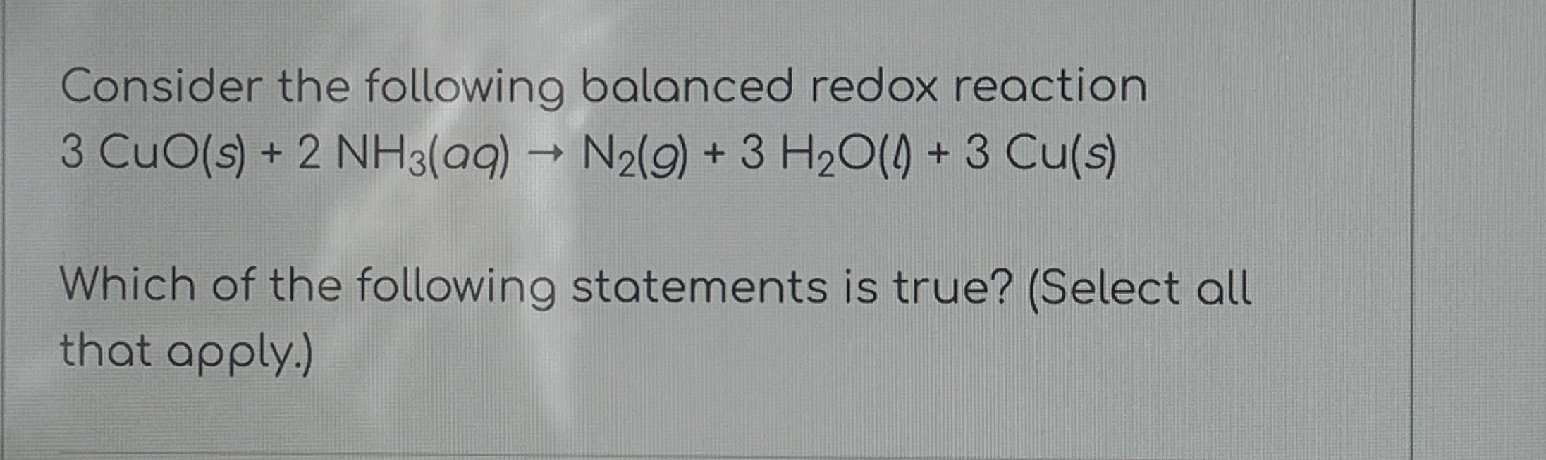 Solved Consider the following balanced redox | Chegg.com