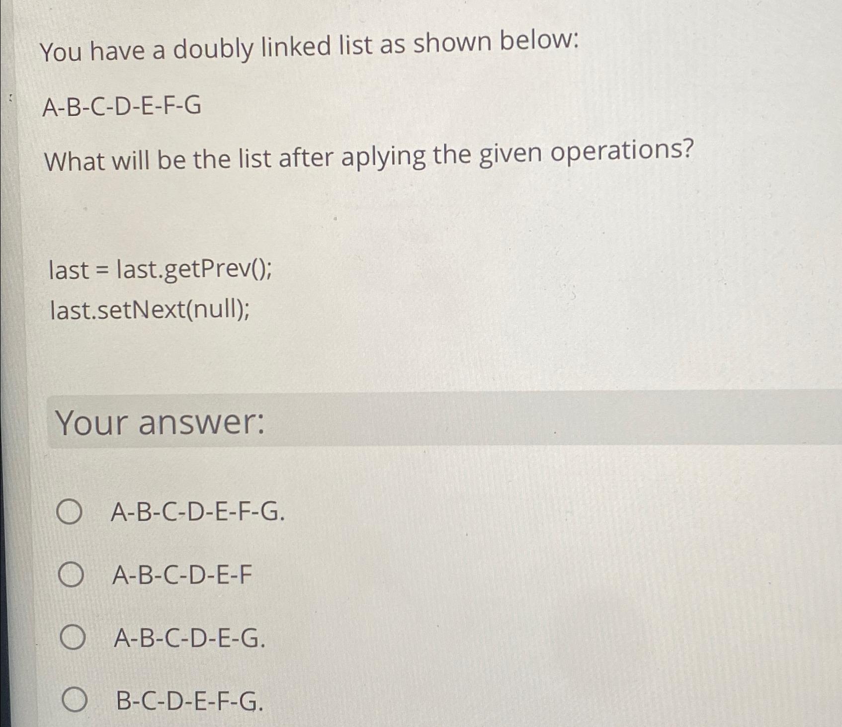 Solved You have a doubly linked list as shown | Chegg.com