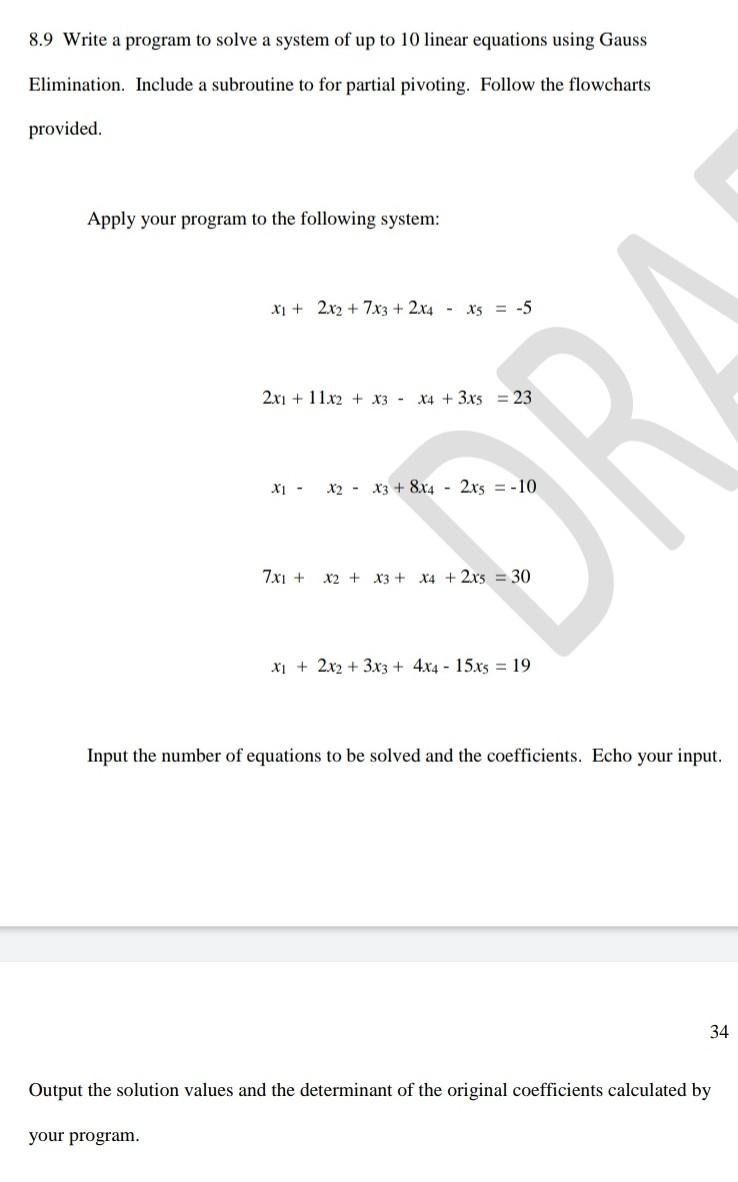 2. Use the Gauss-Elimination and pivoting programs | Chegg.com