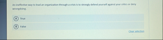 Solved An ineffective way to lead an organization through a | Chegg.com