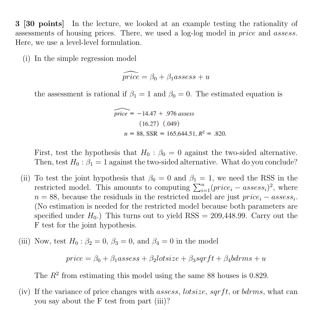 Solved Please answer part (ii),(iii) ﻿and (iv)3 [30 ﻿points] | Chegg.com