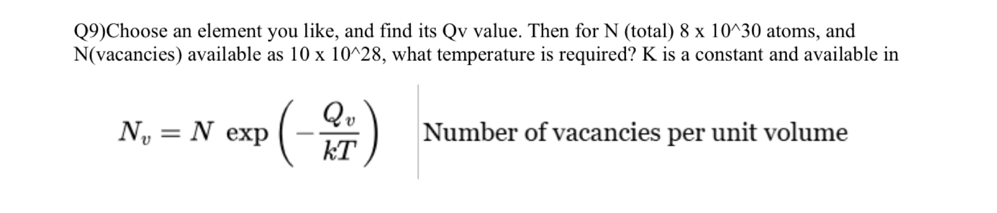 Solved Q9)Choose an element you like, and find its Qv value. | Chegg.com