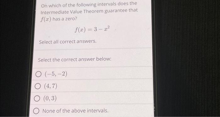 Solved On which of the following intervals does the | Chegg.com