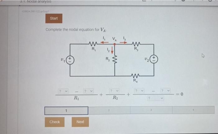 Solved Complete the nodal equation for VA.By inspection, the | Chegg.com