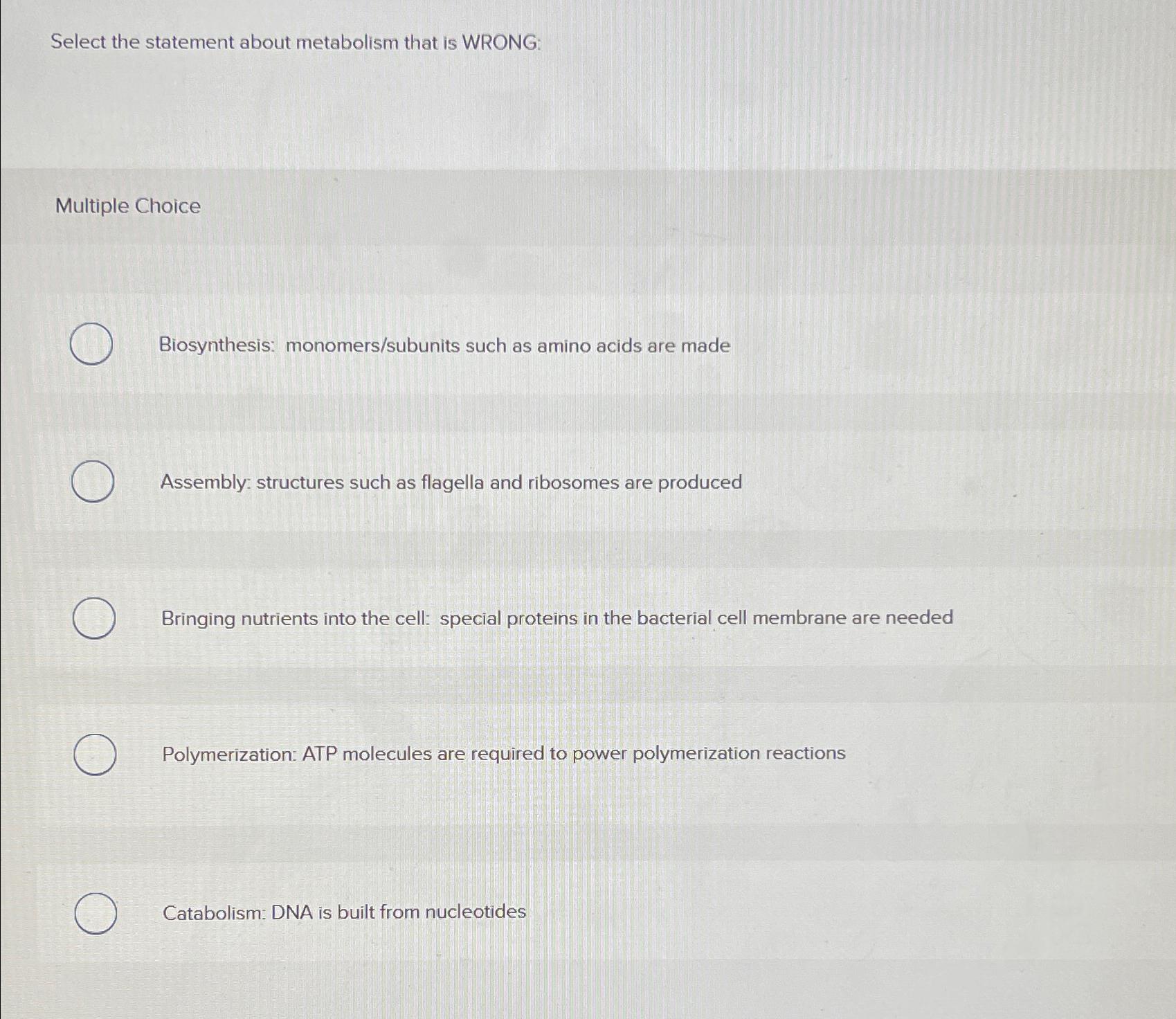 Solved Select the statement about metabolism that is | Chegg.com