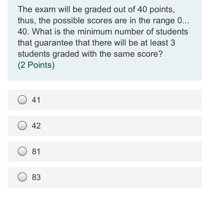 Solved The exam will be graded out of 40 points, thus, the | Chegg.com