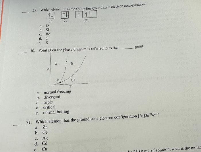Solved 29. Which element has the following ground state | Chegg.com