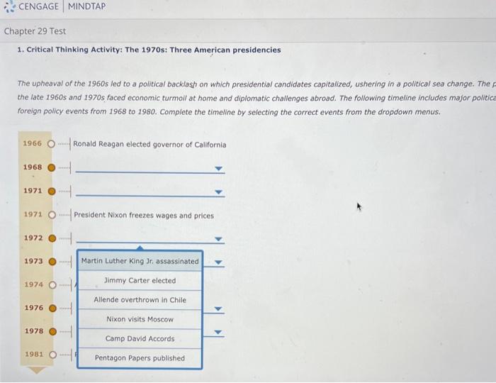 1. Critical Thinking Activity: The 1970s: Three | Chegg.com